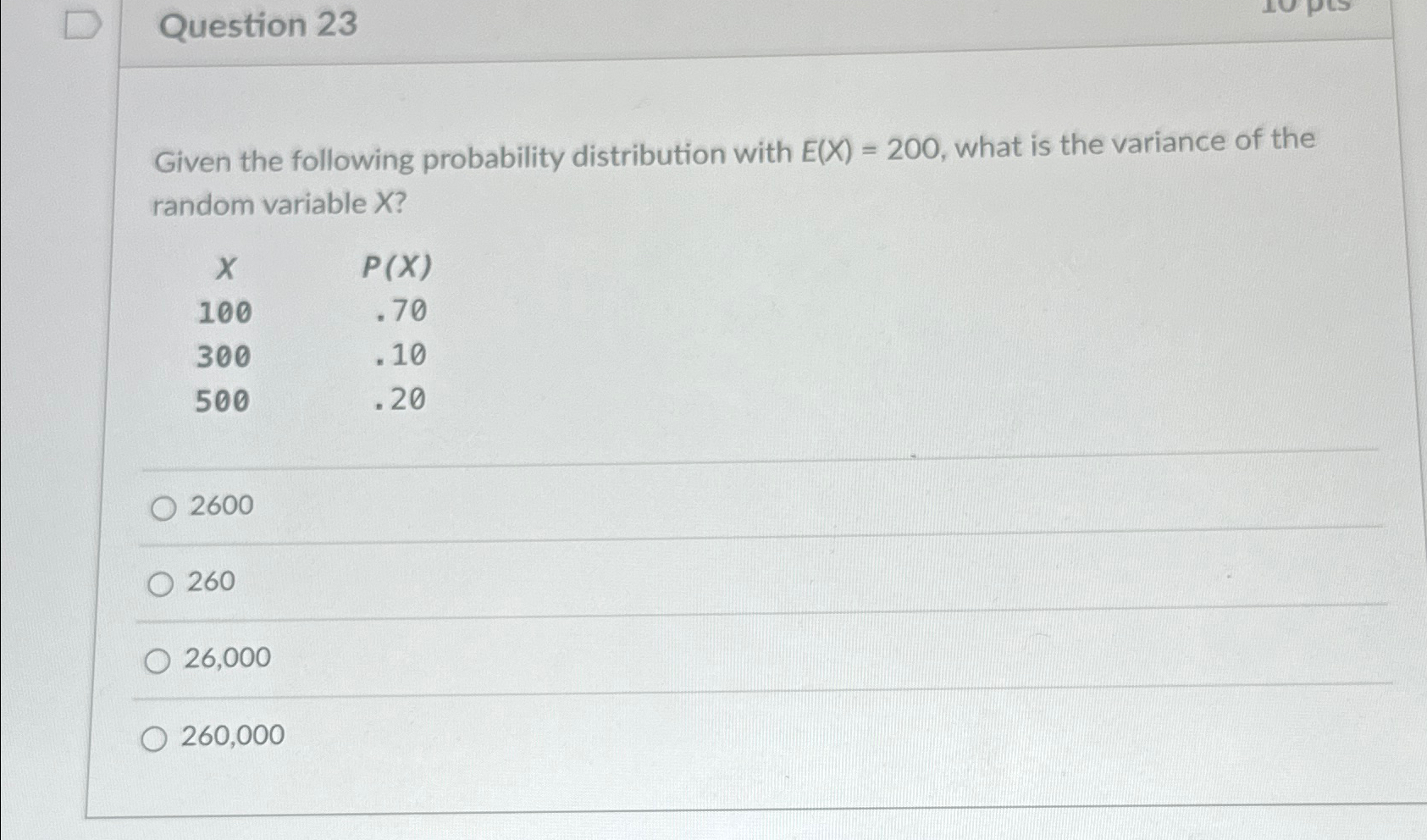Solved Question 23Given the following probability | Chegg.com