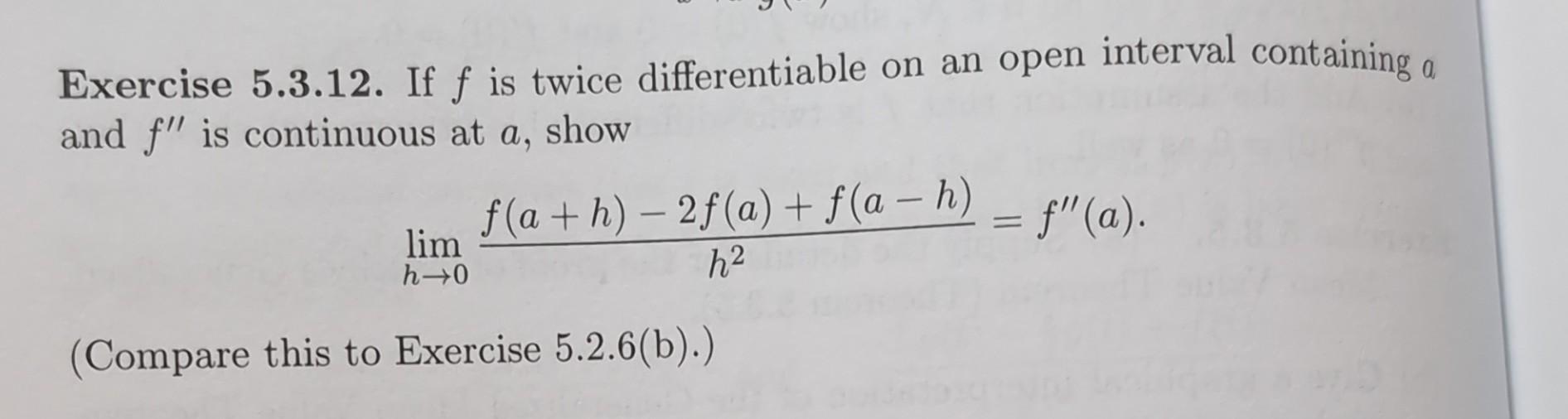Solved Exercise 5.3.12. If f is twice differentiable on an | Chegg.com