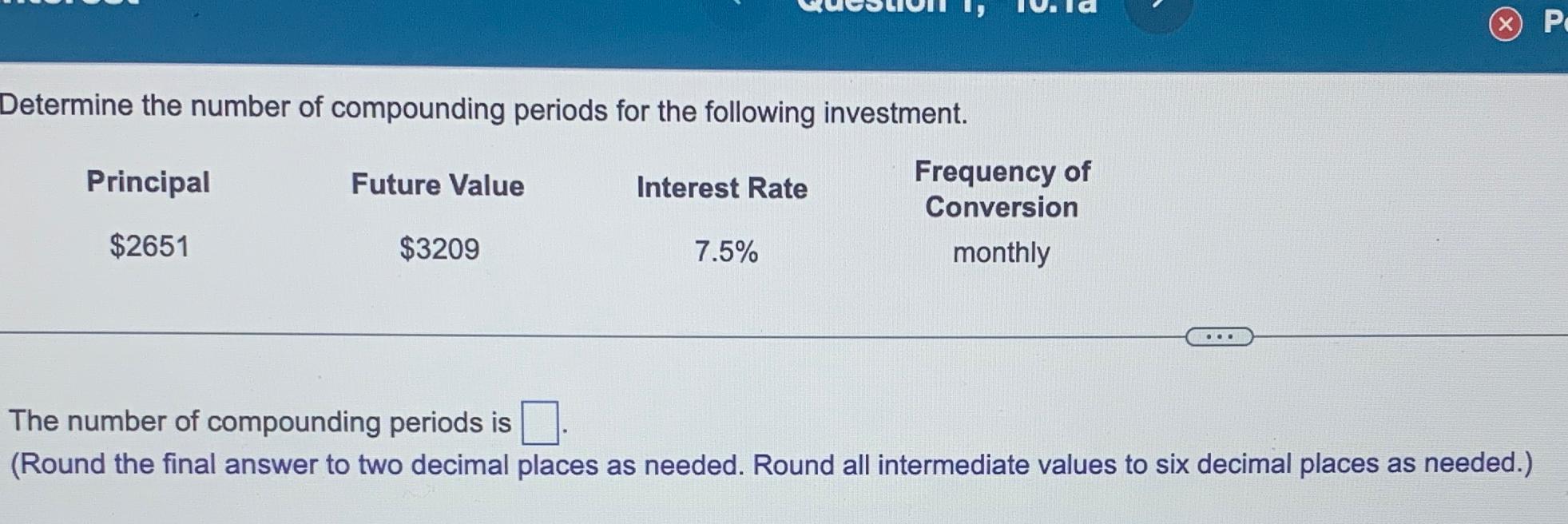 Solved Determine the number of compounding periods for the | Chegg.com