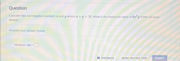 Solved Question Consider two nonnegative numbers and y where | Chegg.com