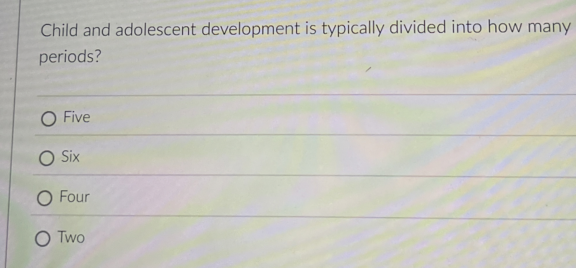 Solved Child and adolescent development is typically divided | Chegg.com