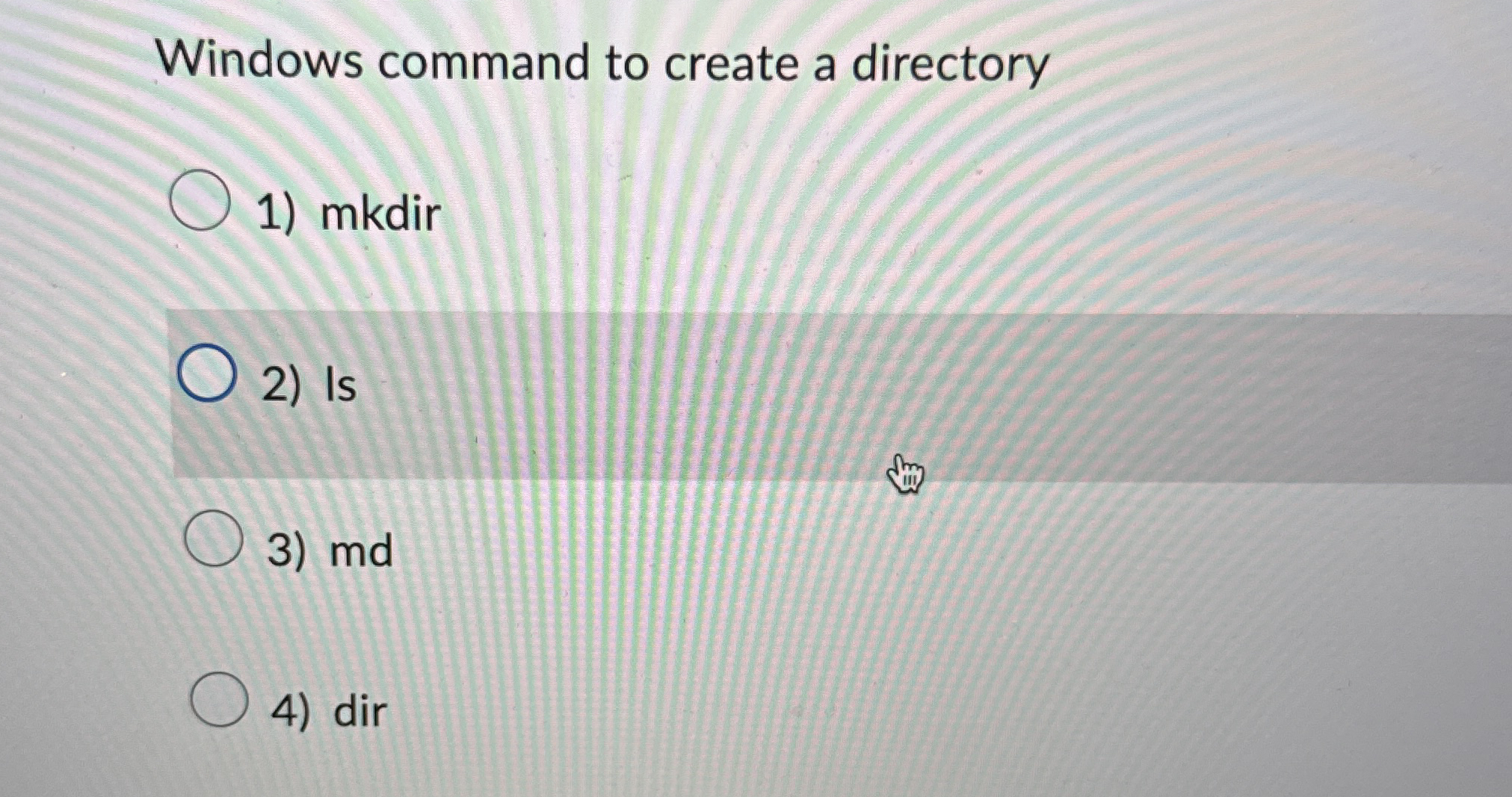 Solved Windows command to create a directorymkdirIsmddir | Chegg.com