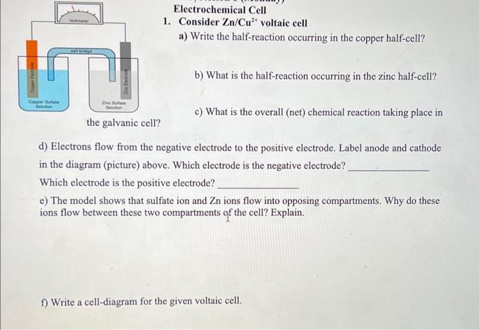 Electrochemical Cell 1. Consider Zn/Cu2+ voltaic cell | Chegg.com