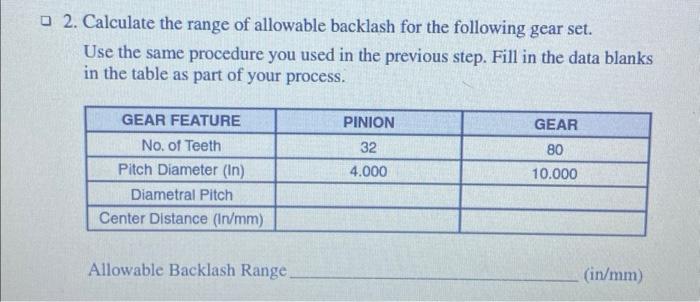 Solved . Calculate the range of allowable backlash for the | Chegg.com