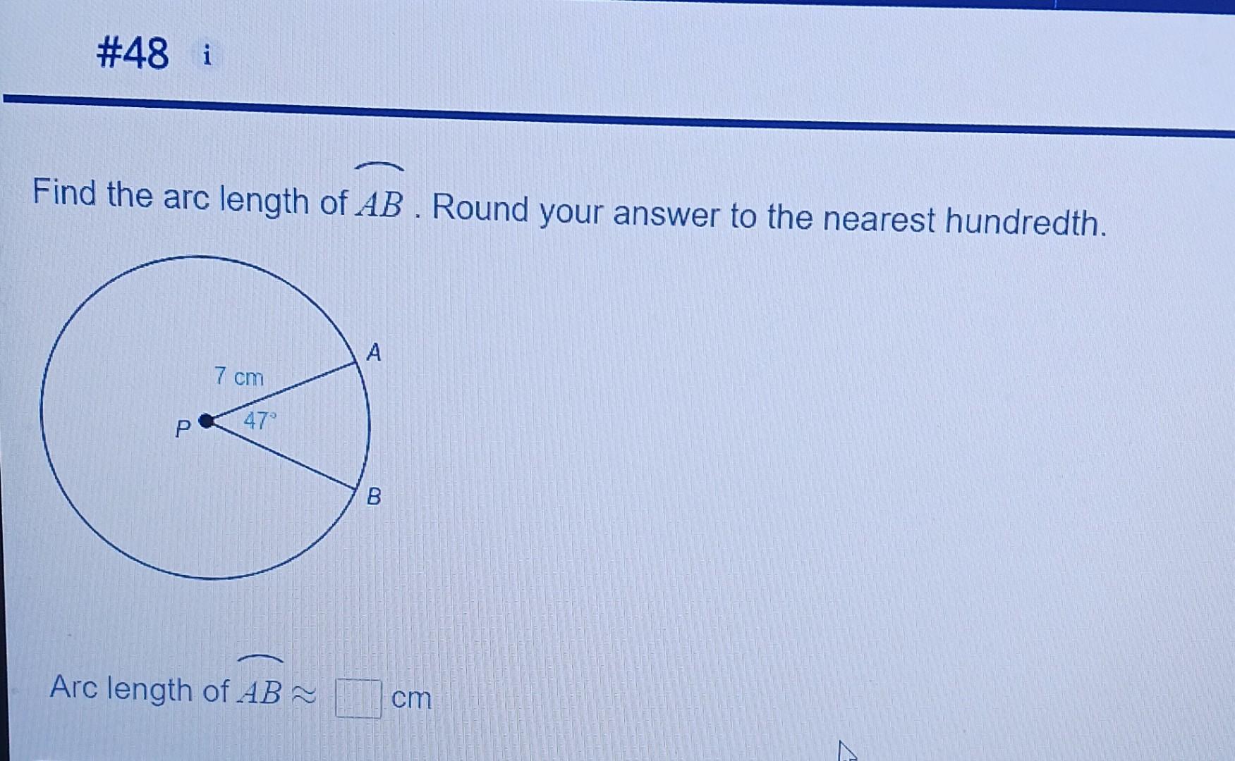 Solved Find the arc length of AB. Round your answer to the | Chegg.com