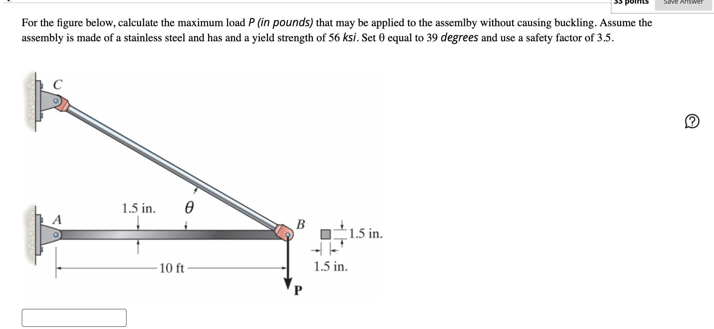 Solved For the figure below, calculate the maximum load \( | Chegg.com