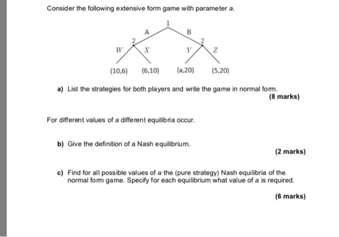 Solved Consider the following extensive form game with | Chegg.com