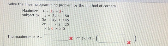 Solved Solve the linear programming problem by the method of | Chegg.com