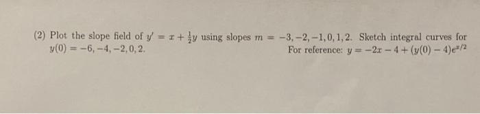 Solved (2) Plot the slope field of y′=x+21y using slopes | Chegg.com