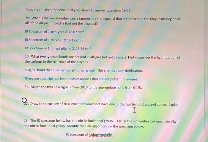 Solved IV: Alkynes IR Spectrum of 1-pentyne IR Spectrum of | Chegg.com