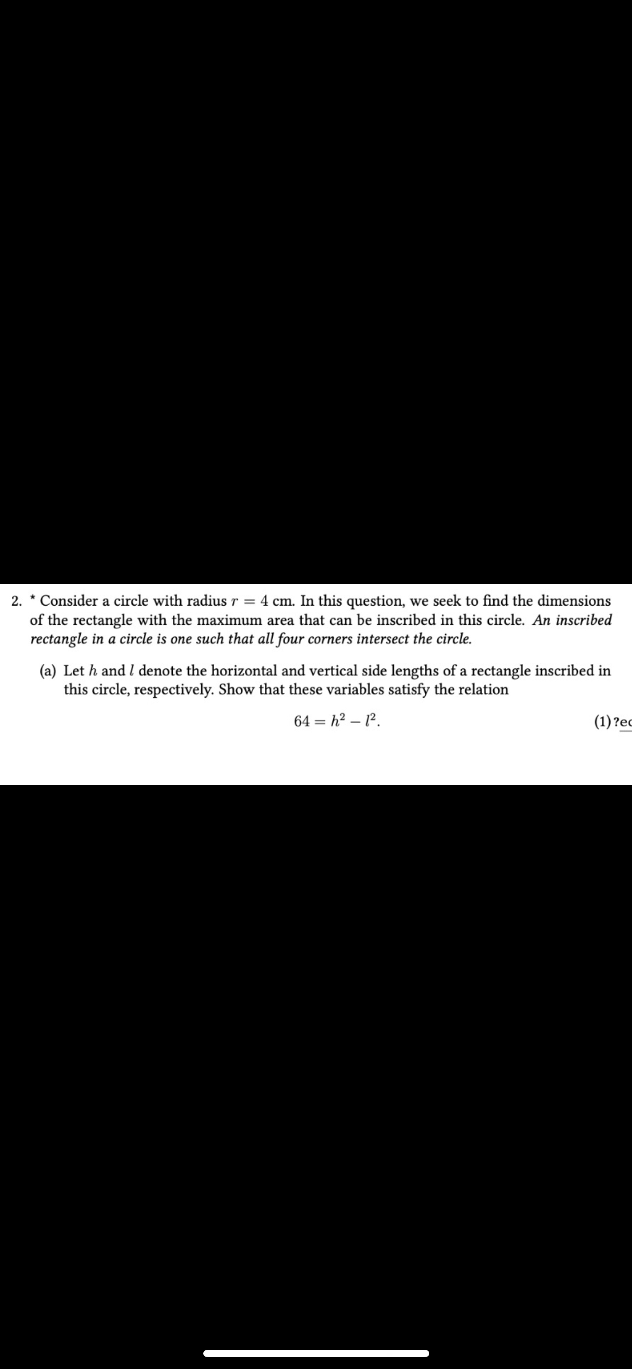 Solved Consider a circle with radius r=4cm. ﻿In this | Chegg.com