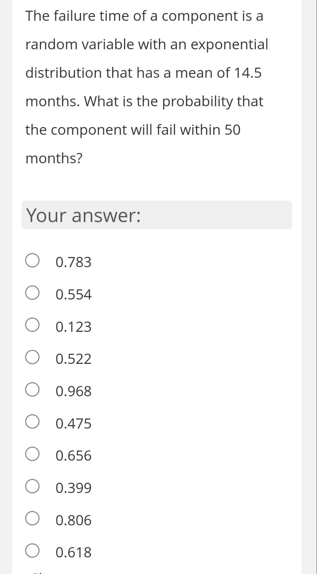 Solved The failure time of a component is a random variable | Chegg.com