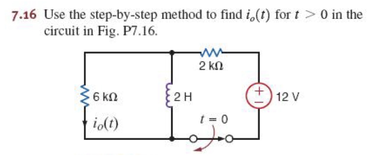 Solved 7.16 ﻿Use the step-by-step method to find io(t) ﻿for | Chegg.com