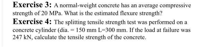 Solved Exercise 3: A normal-weight concrete has an average | Chegg.com