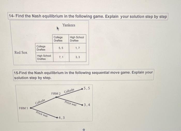 Solved 14- Find the Nash equilibrium in the following game. | Chegg.com