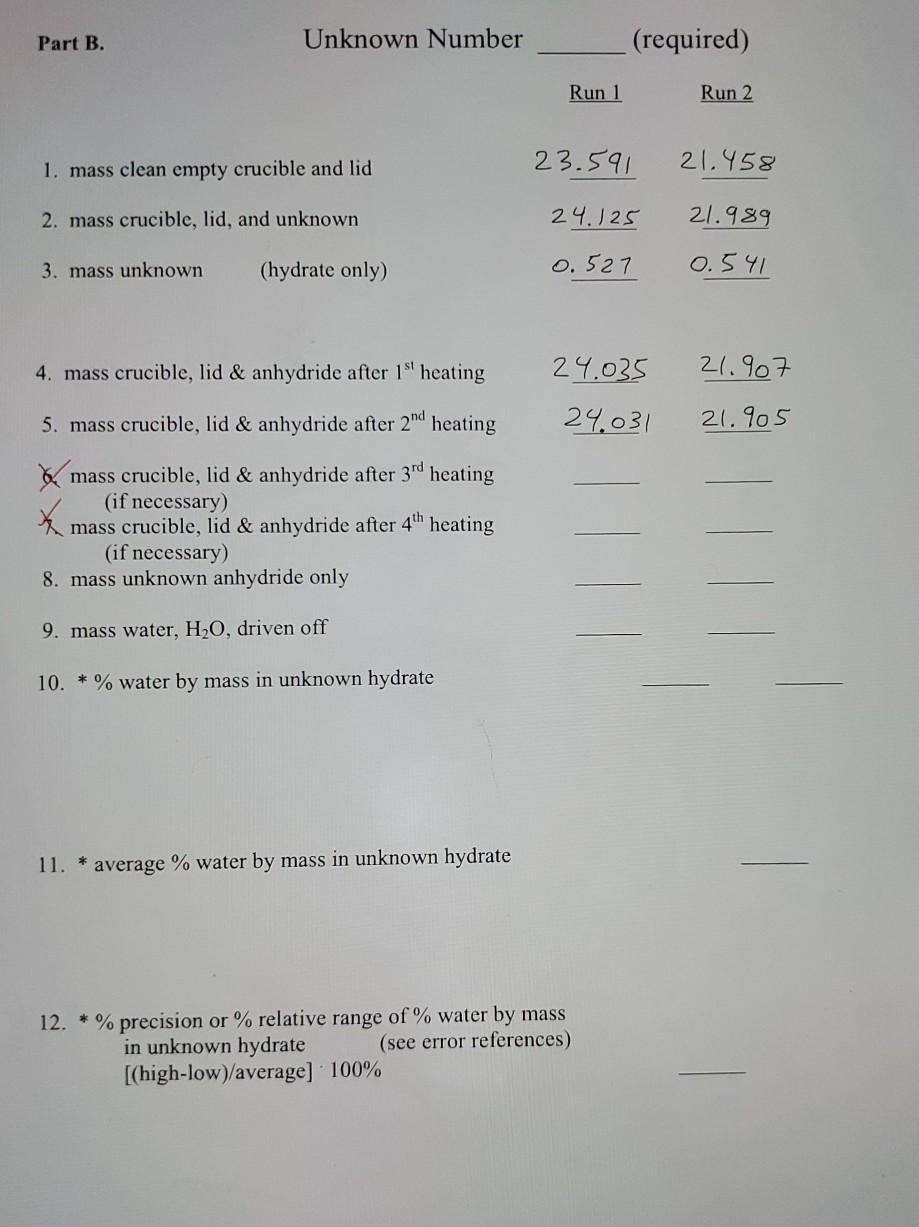 Solved Experiment 3 Composition and Formula of a Hydrate | Chegg.com