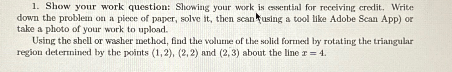 Solved Show Your Work Question Showing Your Work Is
