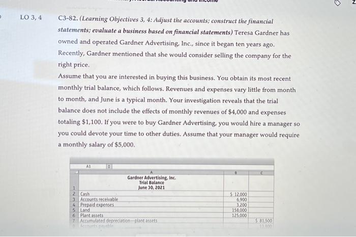 Solved C3-82. (Learning Objectives 3, 4: Adjust the | Chegg.com