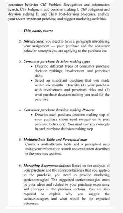 Solved consumer behavior Ch7 Problem Recognition and | Chegg.com