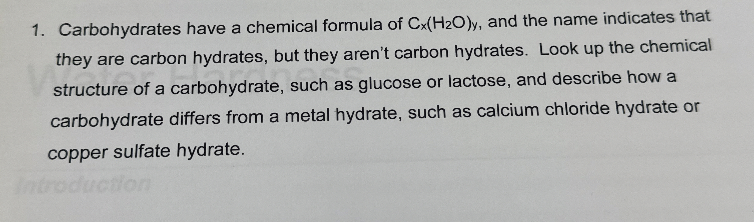 Solved Carbohydrates have a chemical formula of Cx(H2O)y, | Chegg.com