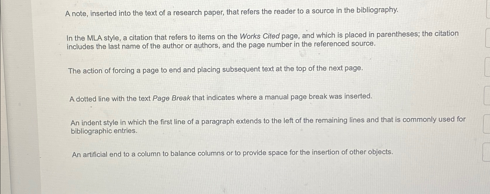 Solved A note, inserted into the text of a research paper, | Chegg.com