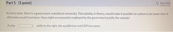 Solved Part 1 (1 point) See Hint In every state, there is a | Chegg.com