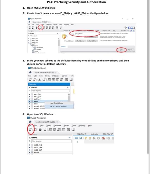 Solved 3. Make your new schema as the default schema by | Chegg.com