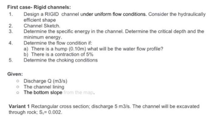 Solved First case- Rigid channels: 1. Design a RIGID channel | Chegg.com