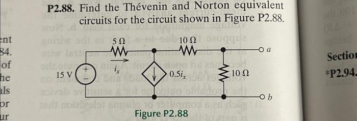 Solved P2.88. Find the Thévenin and Norton equivalent | Chegg.com