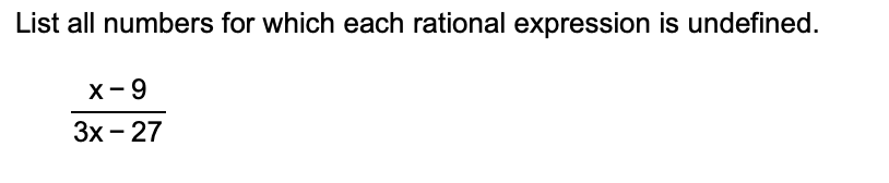 Solved List all numbers for which each rational expression | Chegg.com