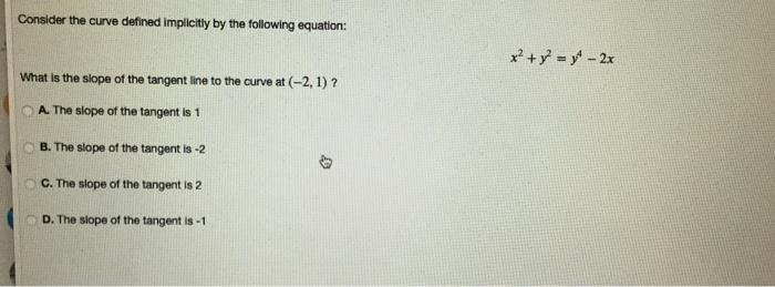 Solved Consider the curve defined implicitly by the | Chegg.com