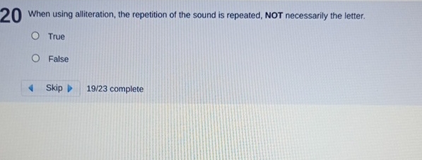 20When using alliteration, the repetition of the | Chegg.com