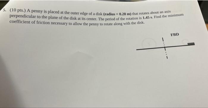 Solved (10 pts.) A penny is placed at the outer edge of a | Chegg.com