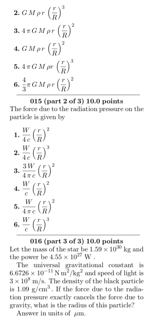 Solved 014 (part 1 ﻿of 3 ) 10.0 ﻿pointsA star of mass M | Chegg.com