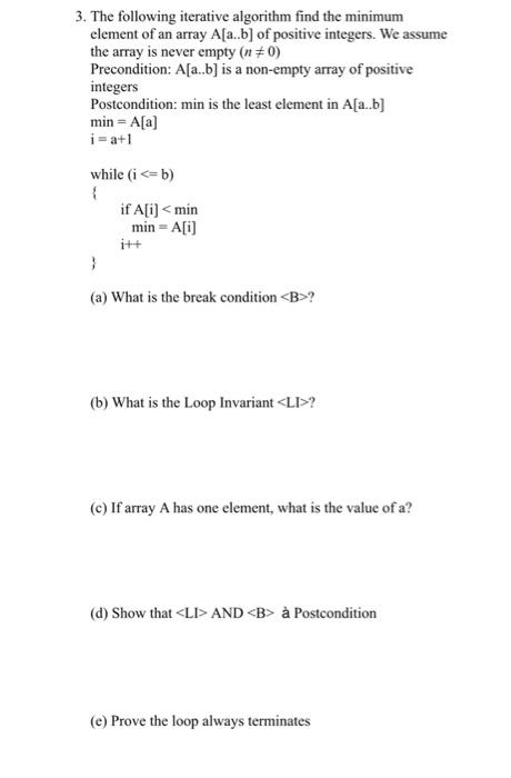 Solved 3 The Following Iterative Algorithm Find The Minimum 5958