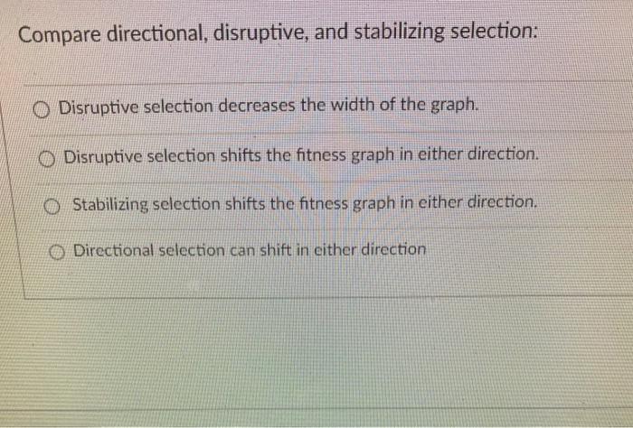 Solved Compare directional, disruptive, and stabilizing | Chegg.com