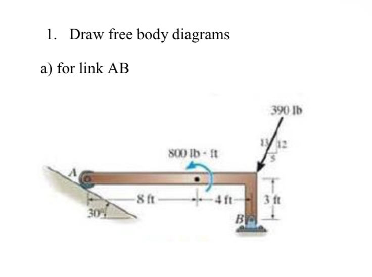 Solved Draw free body diagramsa) ﻿for link AB | Chegg.com