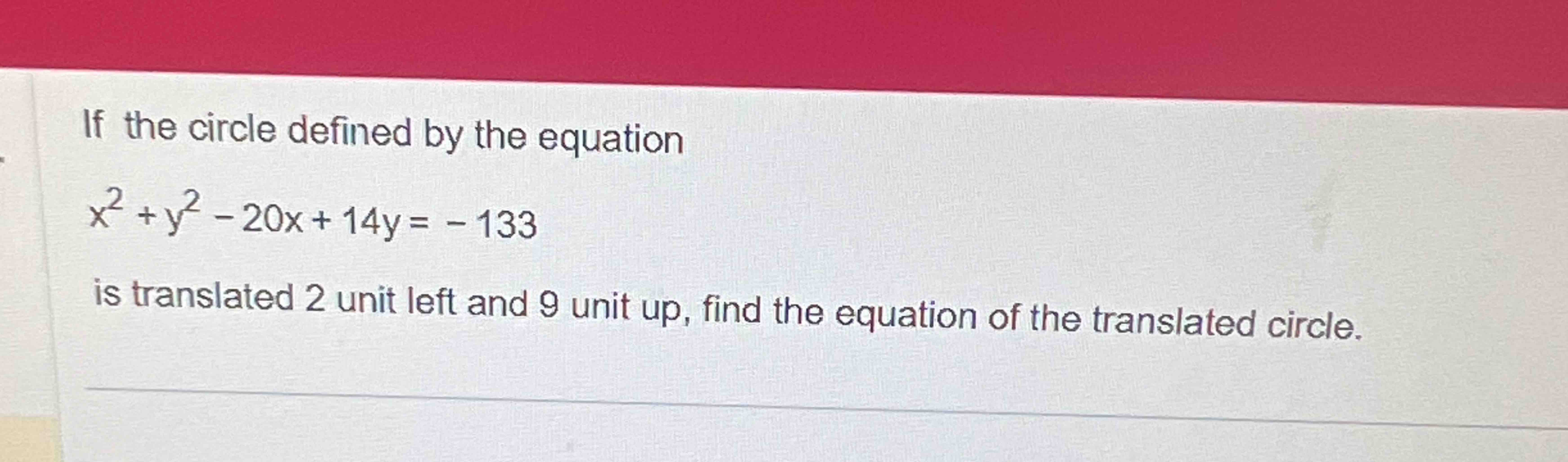 Solved If the circle defined by the | Chegg.com