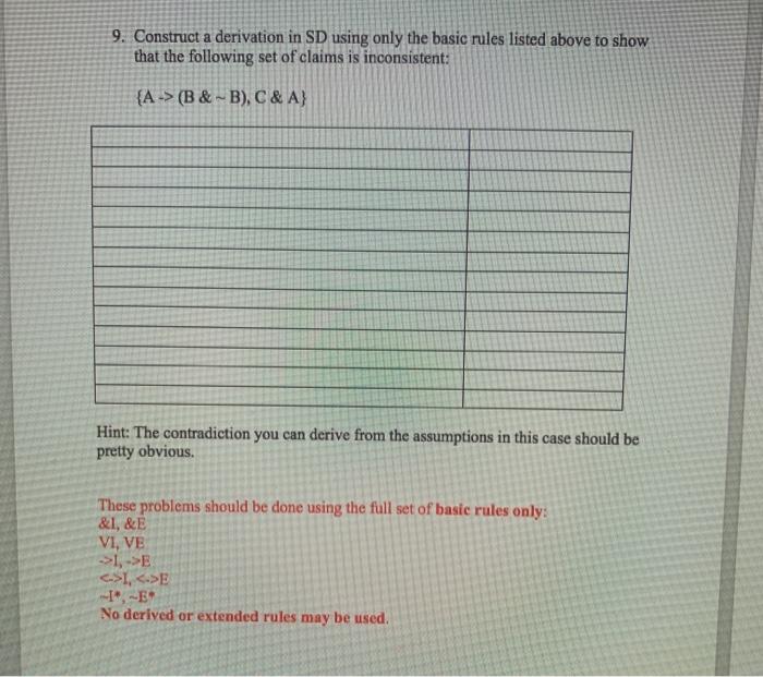 Solved 9. Construct a derivation in SD using only the basic | Chegg.com