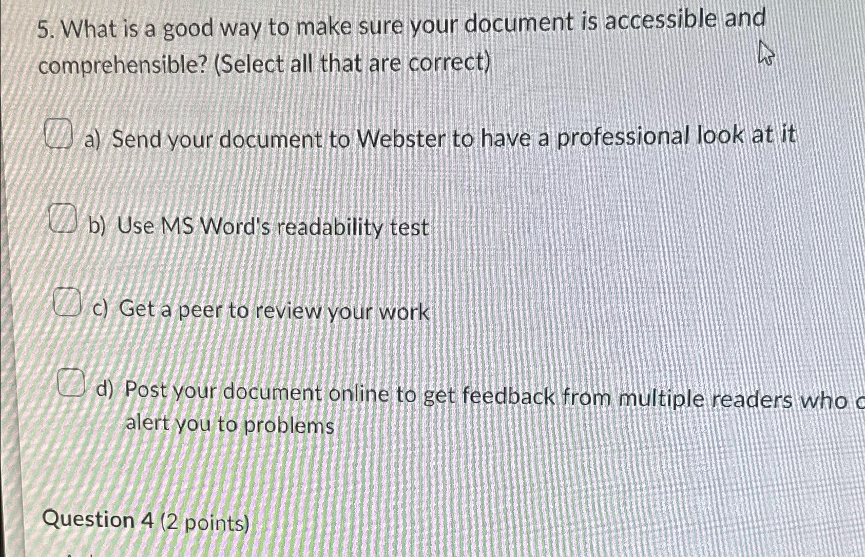 Solved What is a good way to make sure your document is | Chegg.com