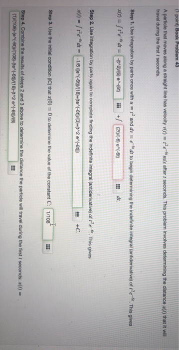 Solved 1 point) Book Problem 43 A particle that moves along | Chegg.com