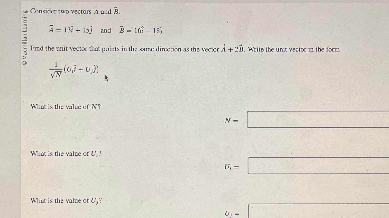 Solved Consider two vectors vec(A) ﻿and | Chegg.com
