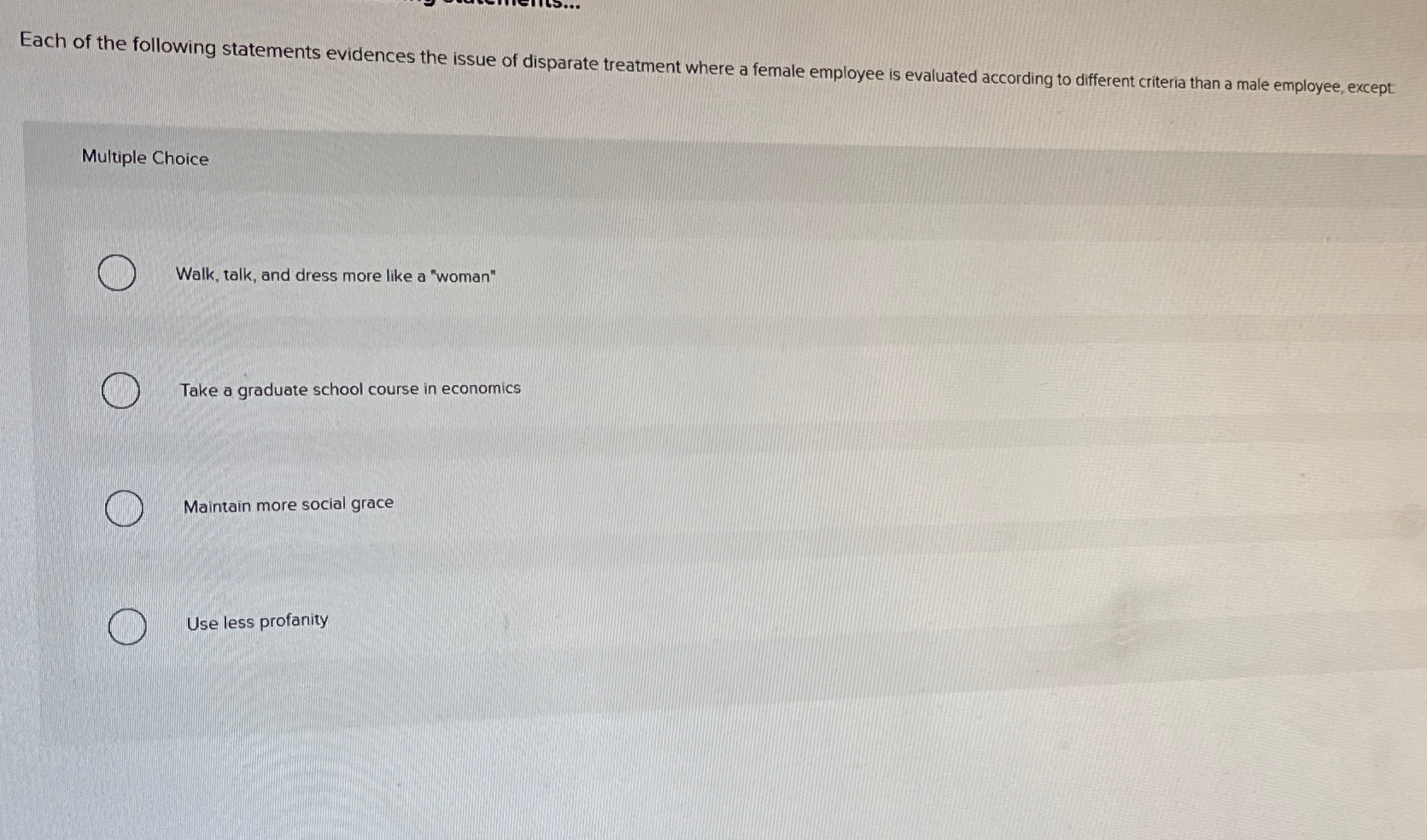 Solved Each of the following statements evidences the issue | Chegg.com