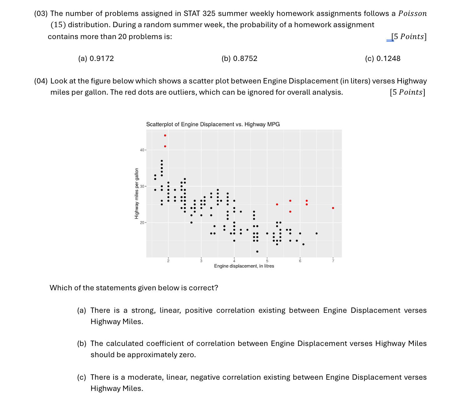 Solved (03) ﻿The number of problems assigned in STAT 325 | Chegg.com