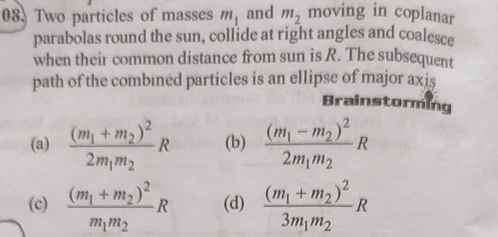 Solved 8. Two particles of masses m1 and m2 moving in | Chegg.com