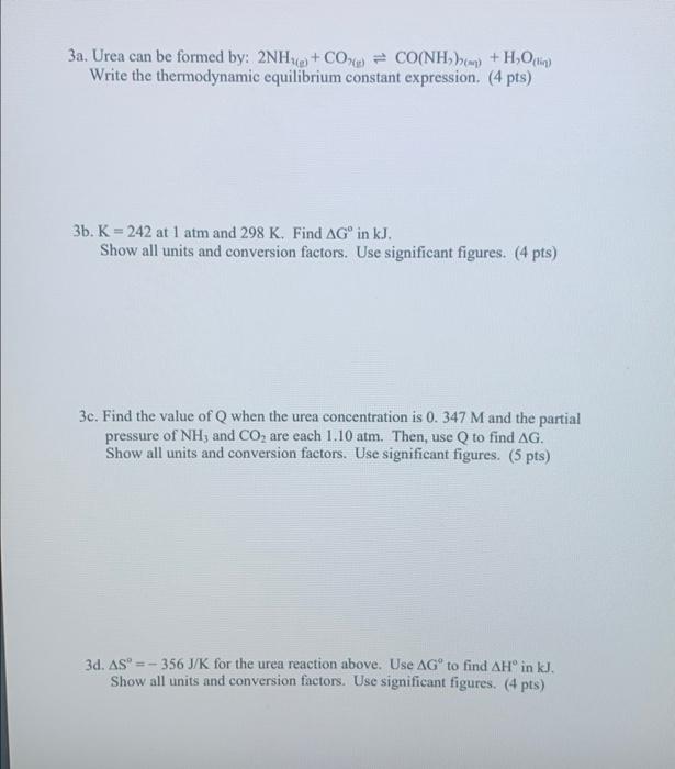 3a. Urea can be formed by: | Chegg.com