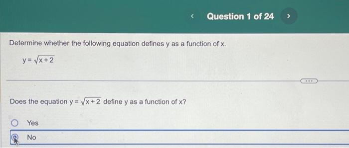 Solved Determine whether the following equation defines y as | Chegg.com