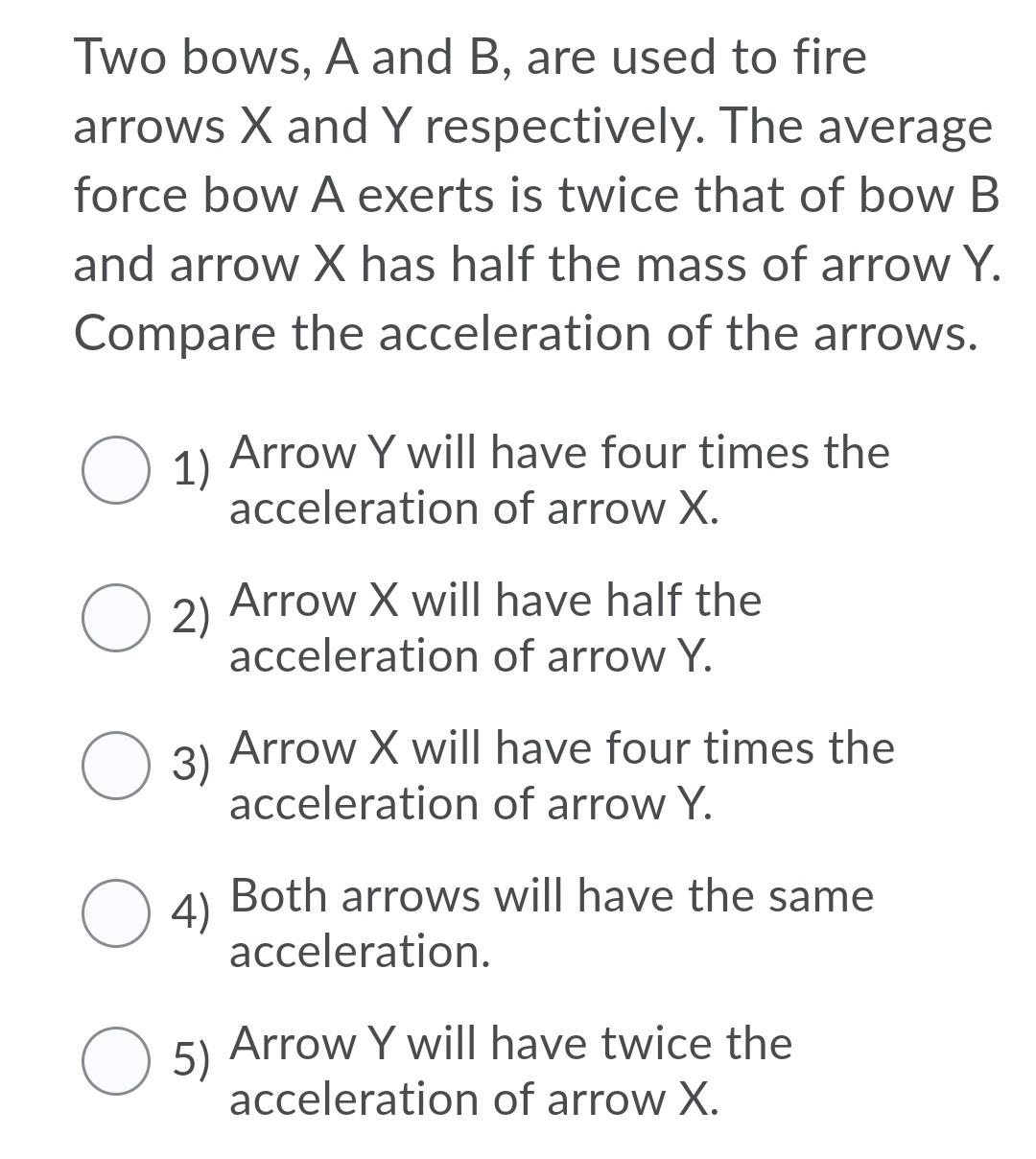 Solved Two bows, A and B, are used to fire arrows X and Y | Chegg.com