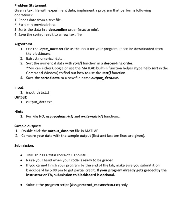 Solved Problem Statement Given A Text File With Experiment 6387