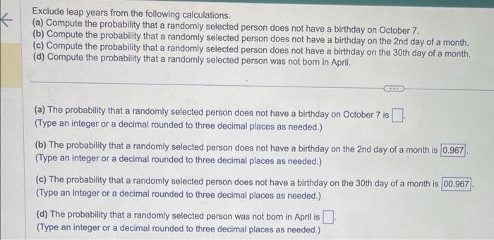 Solved Exclude leap years from the following calculations. | Chegg.com